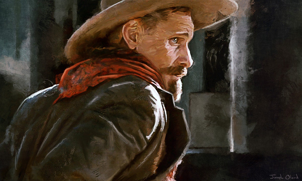 Old Western Illustrated Painting of an Outlaw Cowboy Preparing | Etsy