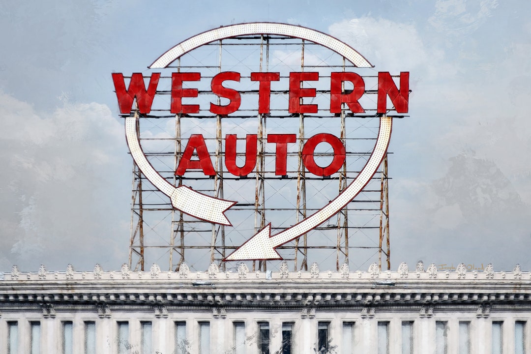 Fine Art Photograph of Historic Antique Vintage Western Auto Neon Sign ...