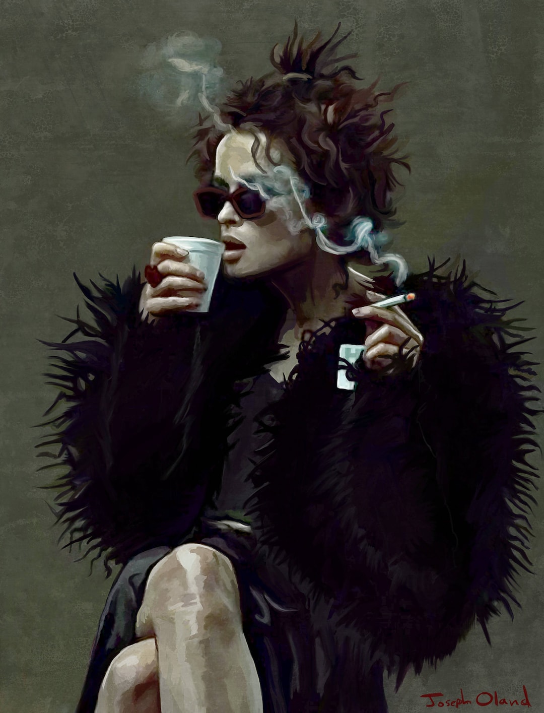Fight Club Marla Singer Smoking Cigarettes and Drinking Coffee ...