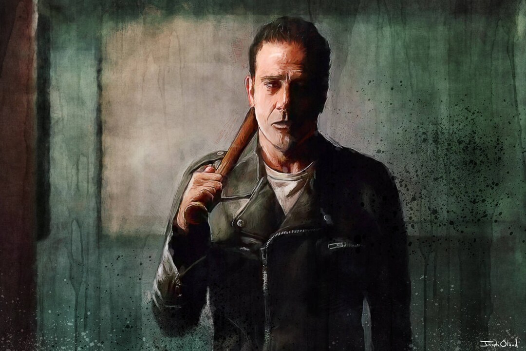 The Walking Dead Print Illustration of Negan With Barbed Wire Baseball ...
