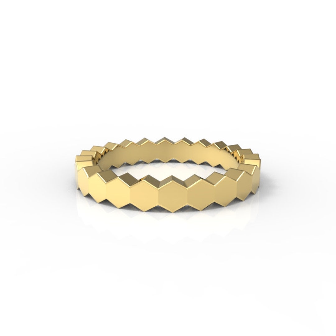 Hexagon Honeycomb Stackable Ring Geometric Charm and - Etsy
