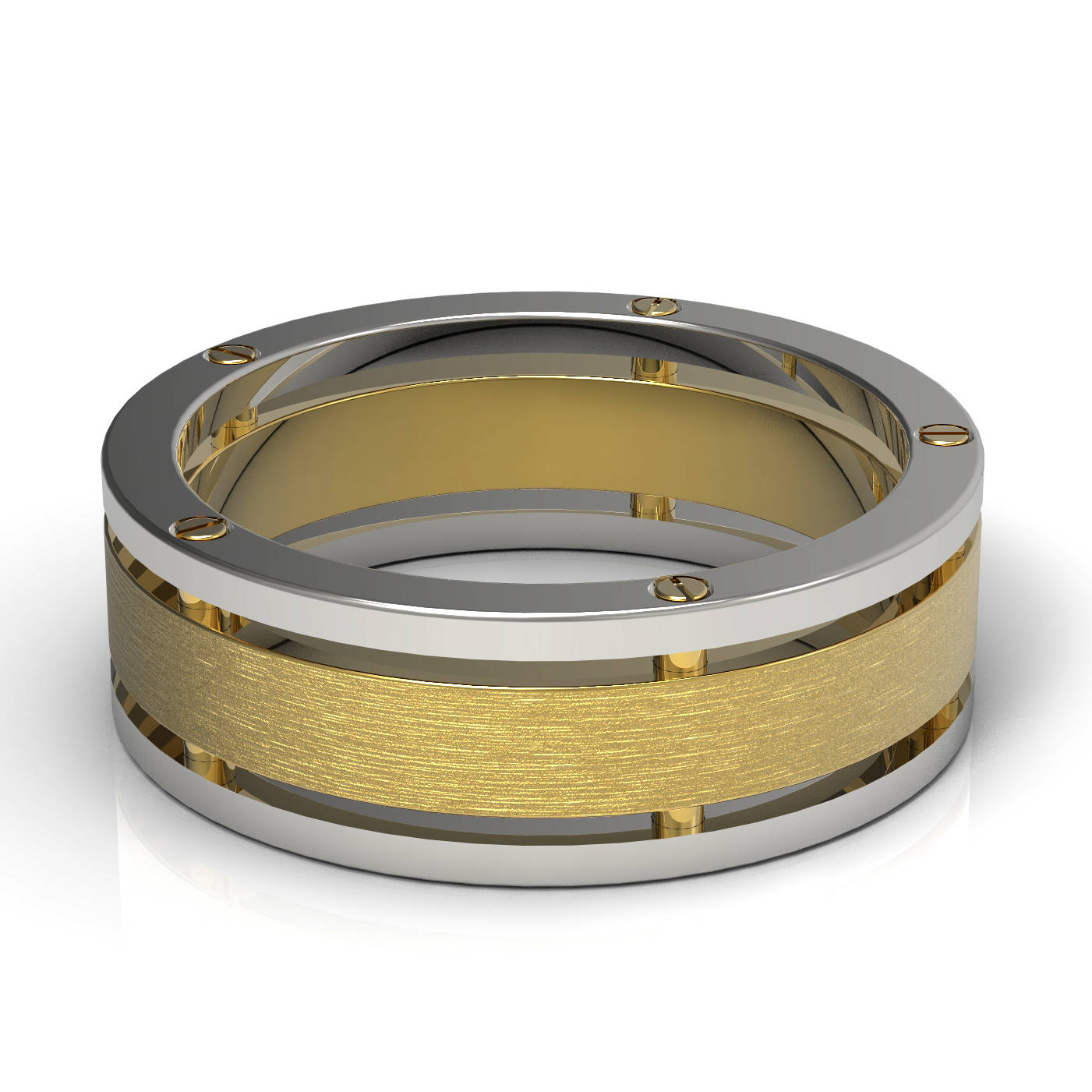 Original 14 K Gold Triple Band Wedding Ring With Screw Design Two Tone ...