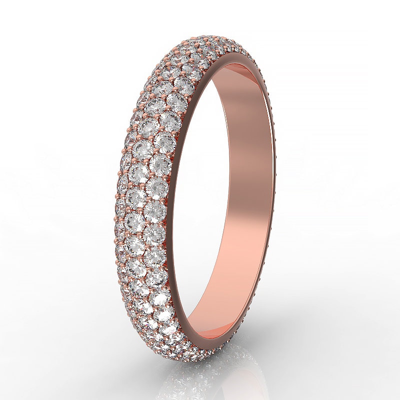 4 Mm Wide Three Row Diamond Eternity Wedding Ring 14 Karat - Etsy