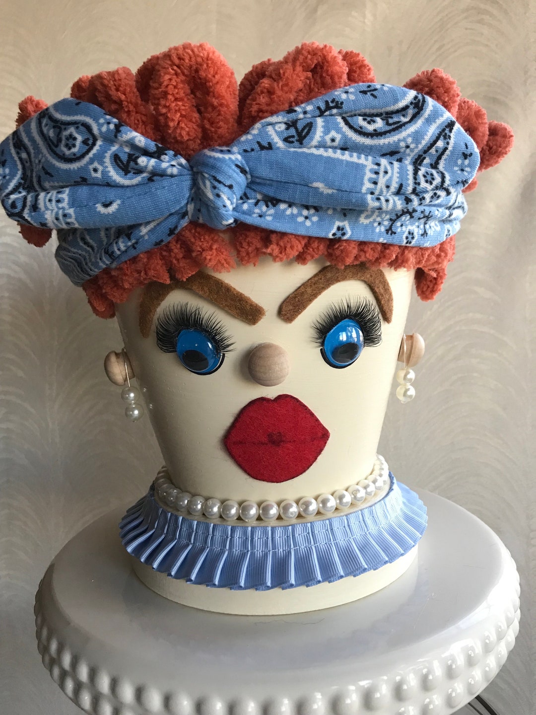 Whimsical Terra Cotta Head Face Planter Pot "lucille Ball" - Unique ...