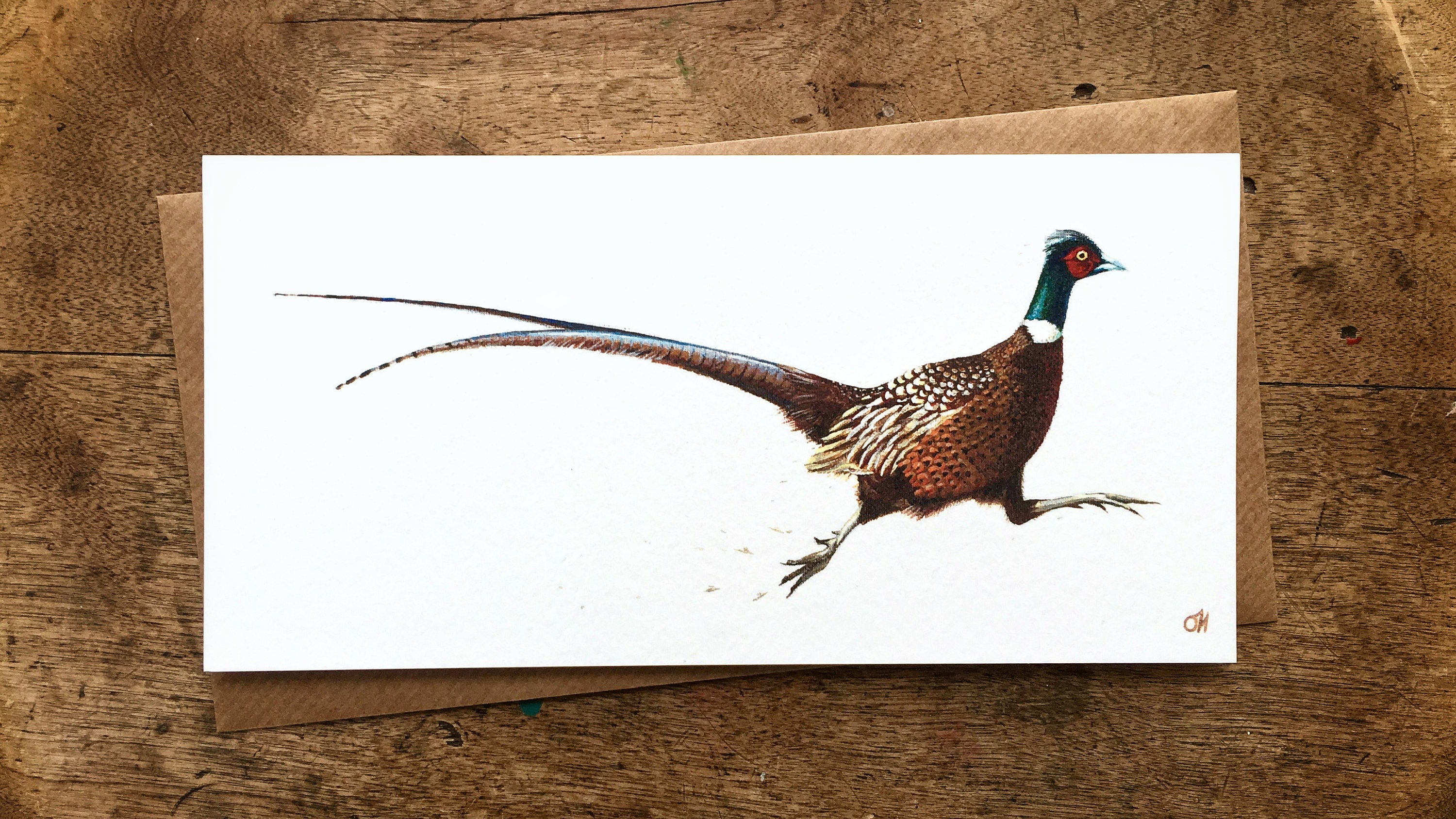 Running Pheasant Greetings Card Pheasant Card Original Pheasant Art ...