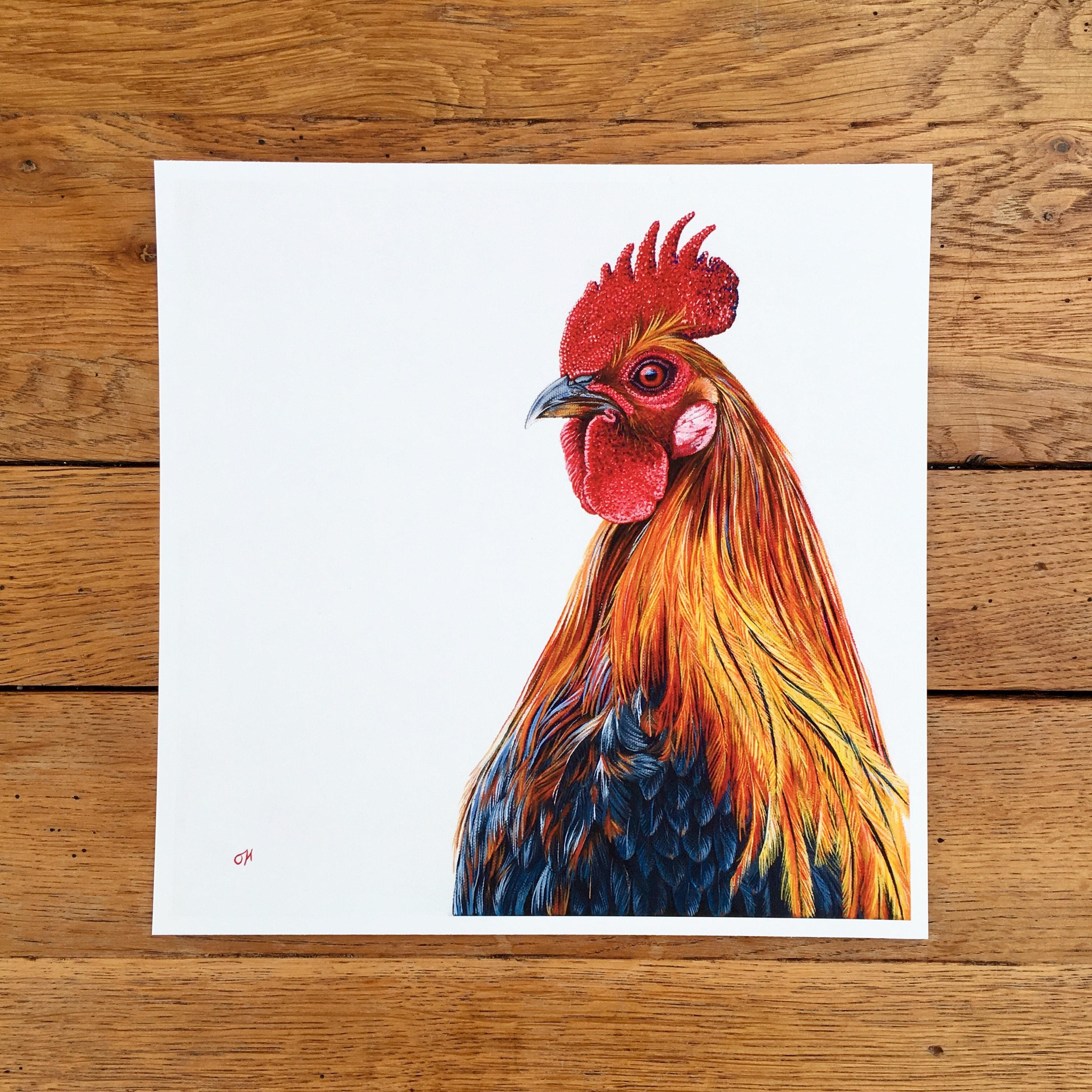 Cockerel Print - Unmounted Print - Chicken Print - Chicken Painting ...