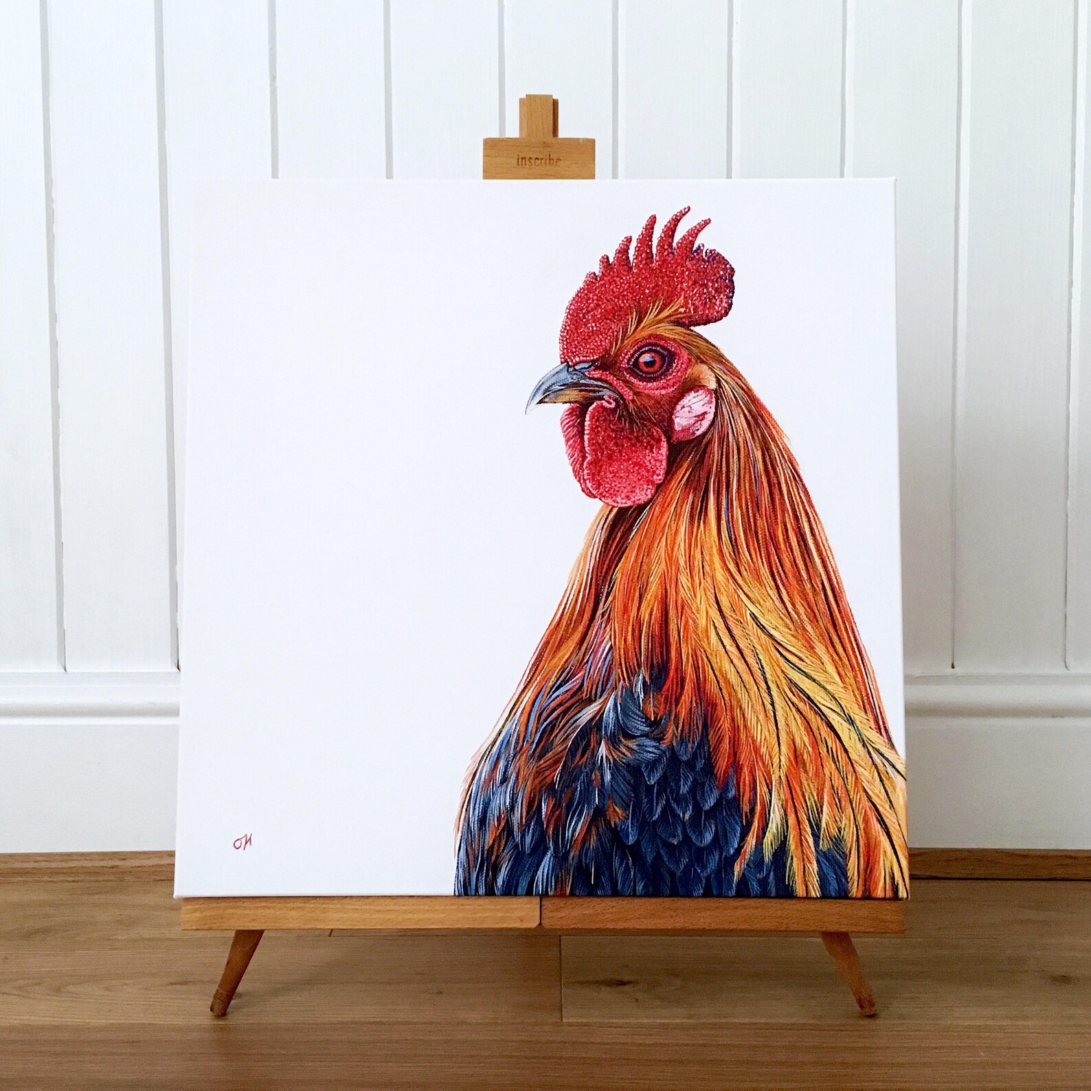 Cockerel - Limited Edition Giclée Canvas Print; Chicken Art - Rooster ...