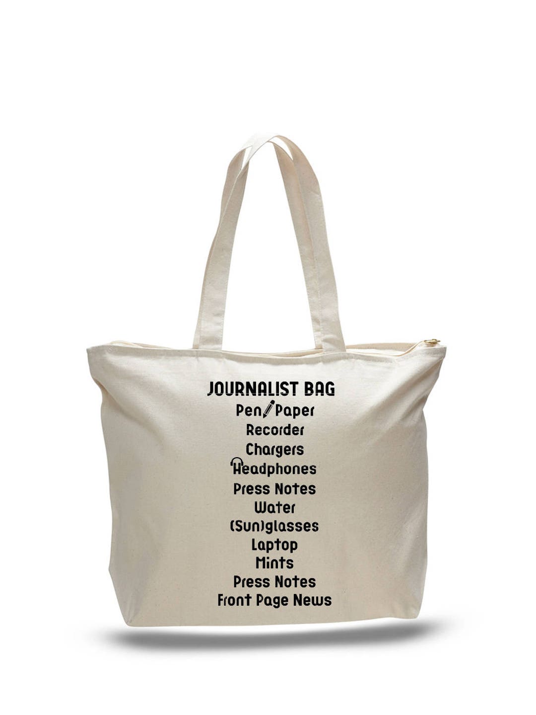 Journalist Canvas Zippered Tote Bag, Writer Gift - Etsy