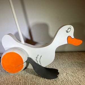 White Wooden Duck Push Toy - Etsy