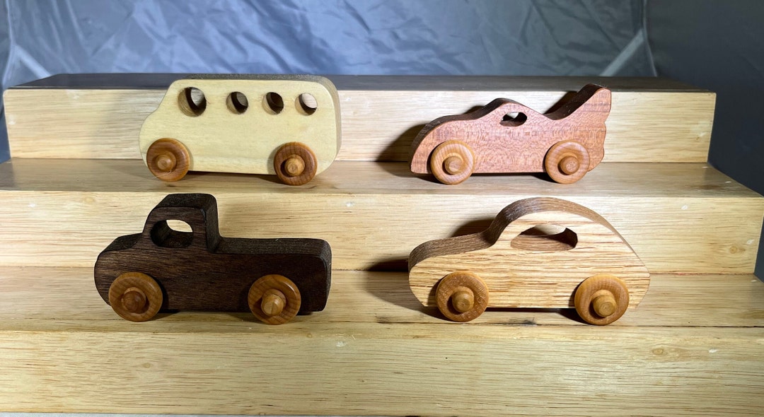 Four Small Wooden Vehicles - Etsy