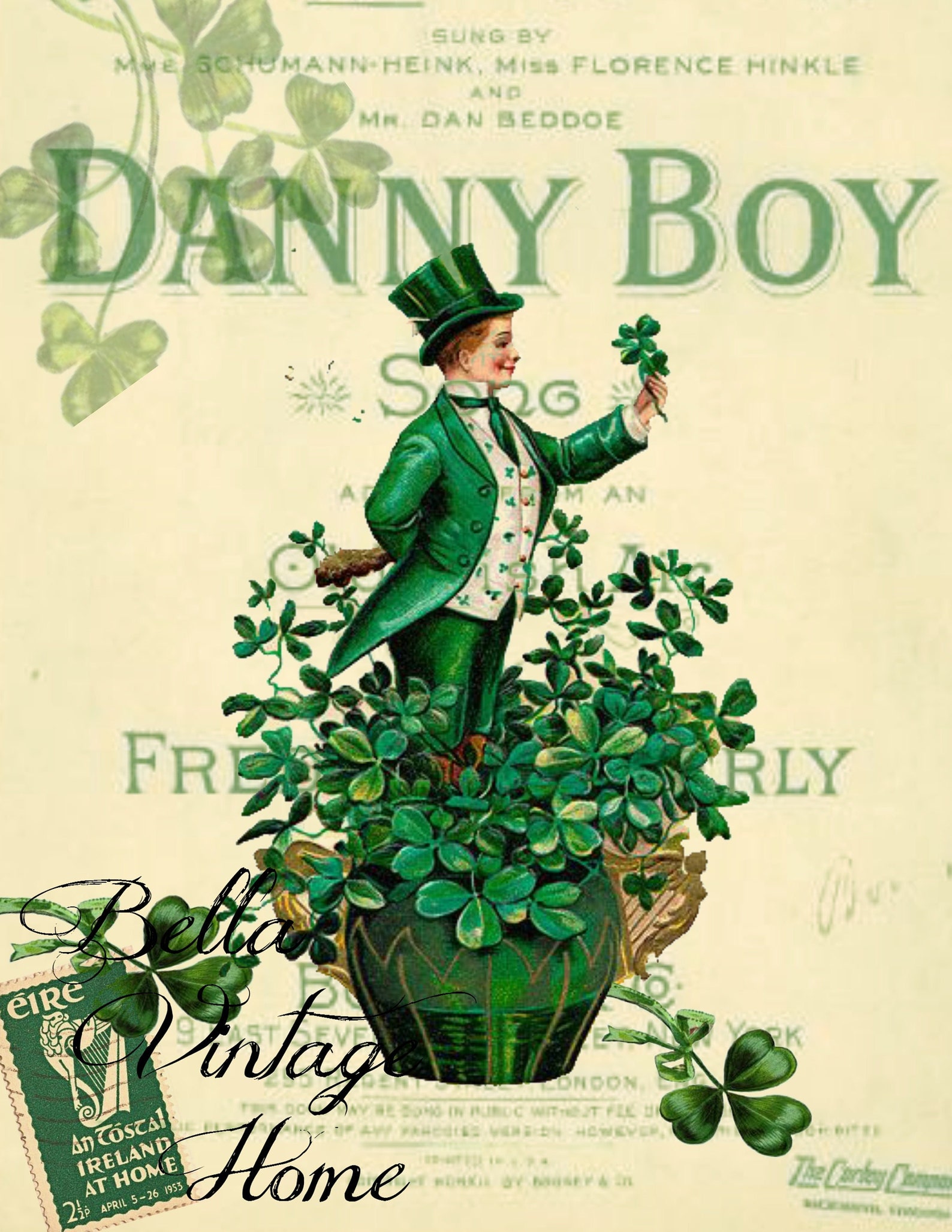Vintage Art Print St Patrick Danny Boy - Etsy