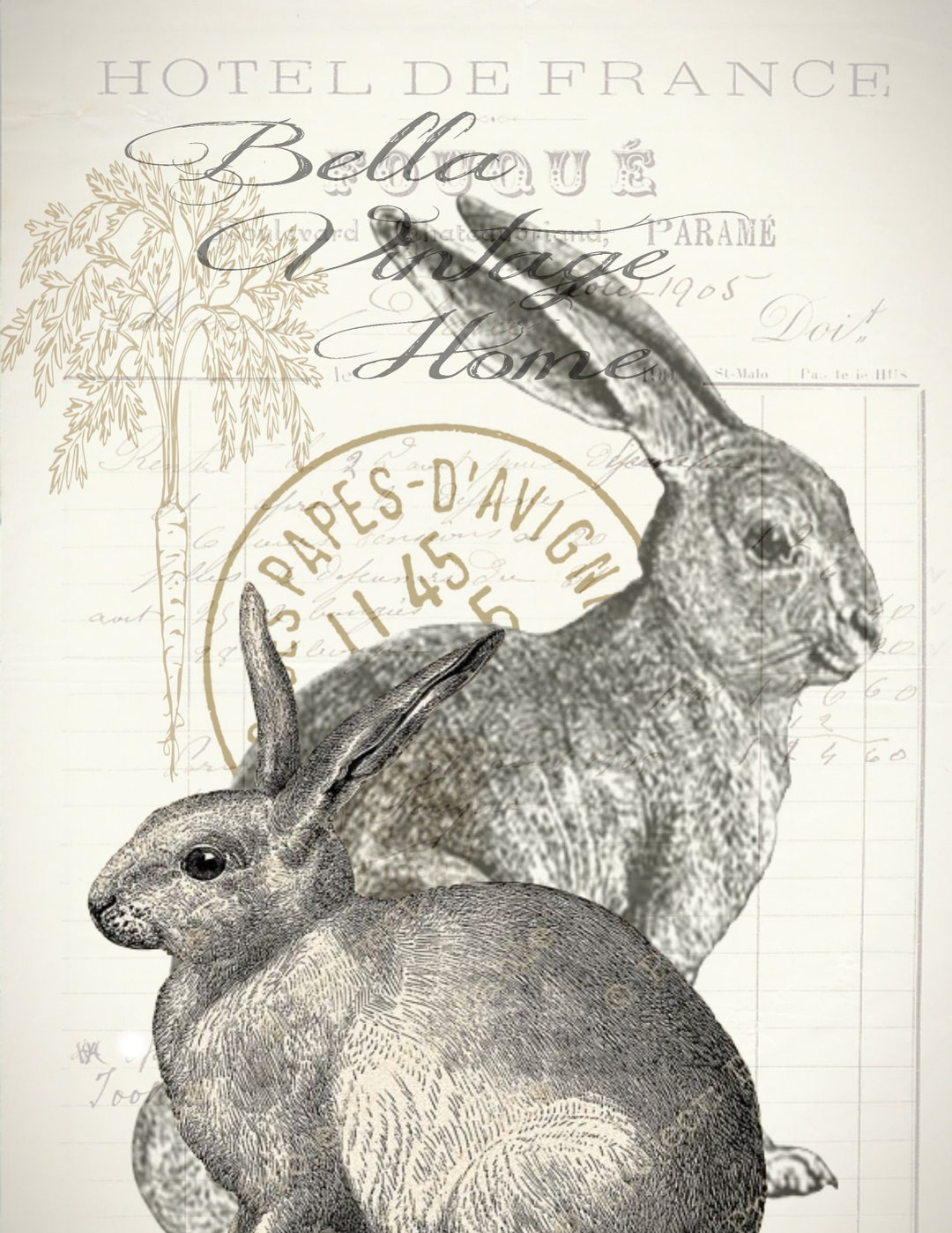 Vintage Art Print-animal- Sitting Rabbits - Etsy