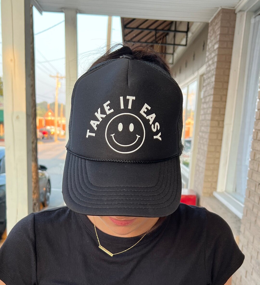 Take It Easy Trucker Hat Smily Face Hat Bee Hat - Etsy