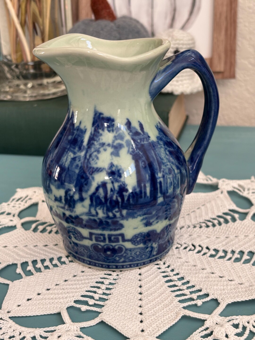 Victoria Ware Ironstone Pitcher – Blue & White Scenic Transferware ...