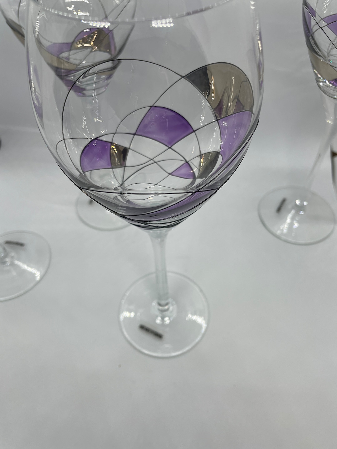Stunning Set of 4 Romanian Stained Glass Crystal Wine Glasses. - Etsy