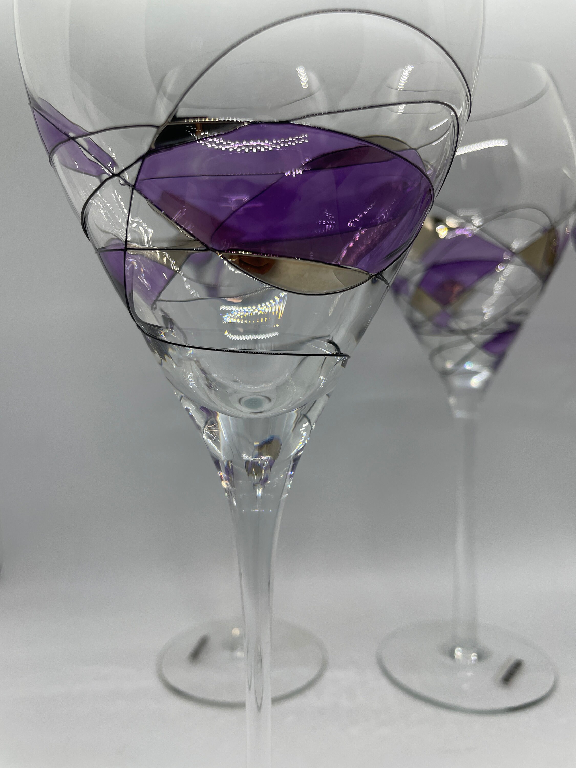 Stunning Set of 4 Romanian Stained Glass Crystal Wine Glasses. - Etsy