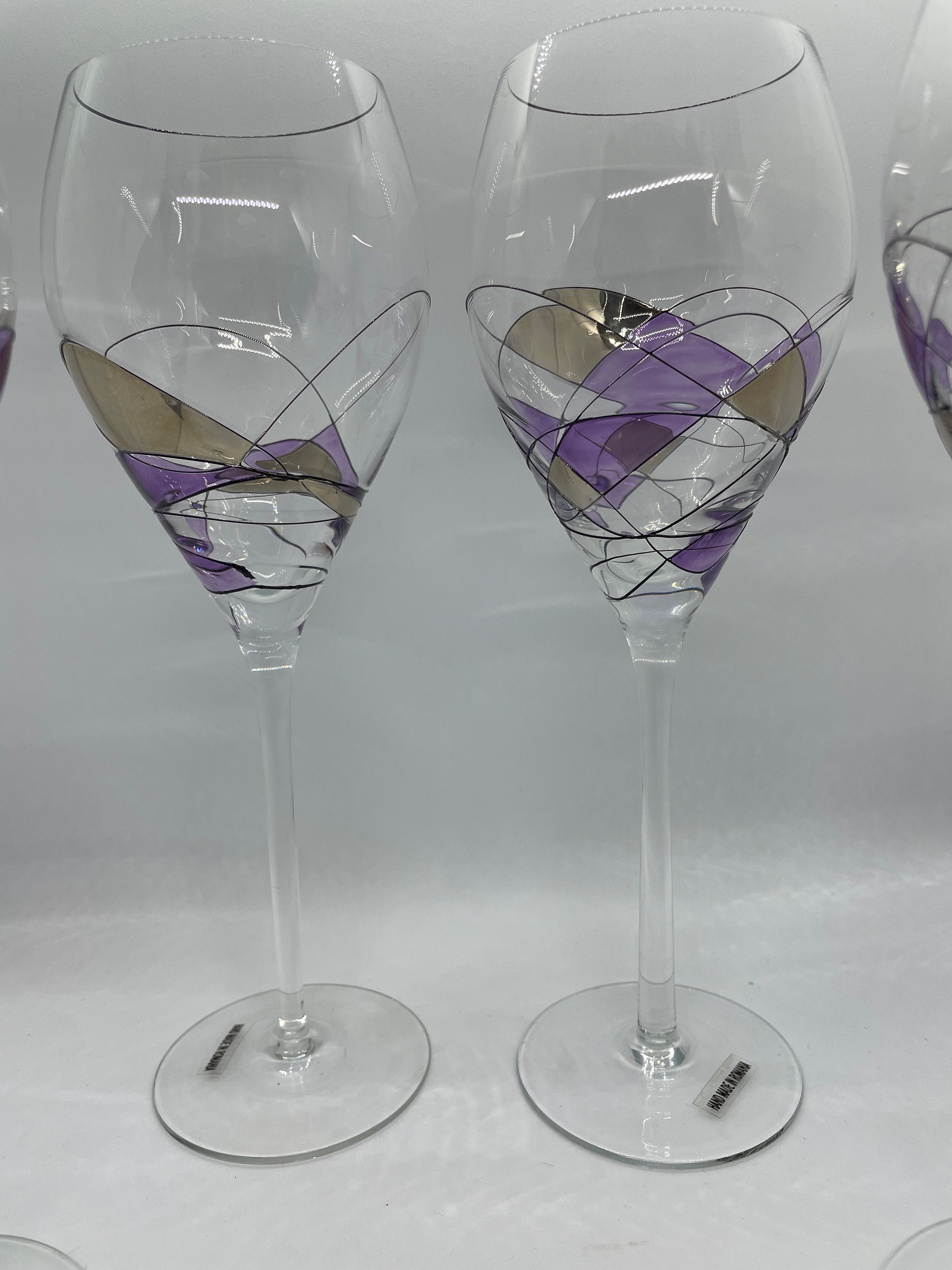 Stunning Set of 4 Romanian Stained Glass Crystal Wine Glasses. - Etsy