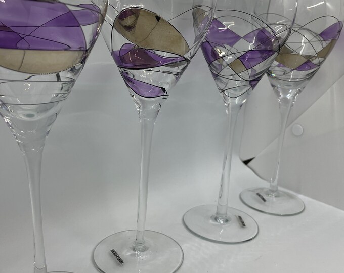 Stunning Set of 4 Romanian Stained Glass Crystal Wine Glasses. - Etsy
