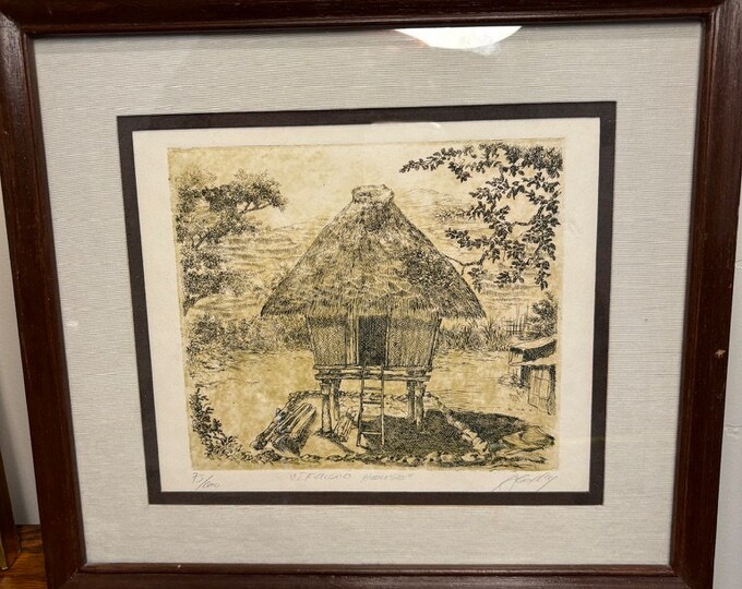 Philippines Etching by Alex Uy Signed Ifugao House Frame - Etsy
