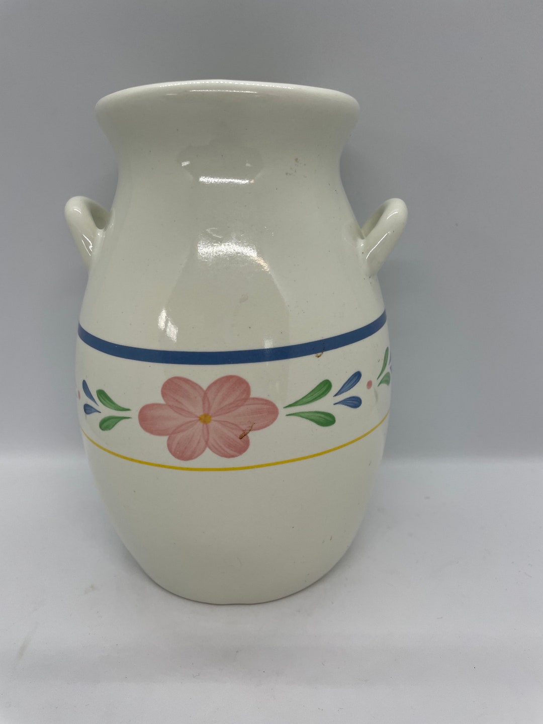 Hand Painted Floral Two Handle Milk Can Style Vase - Etsy