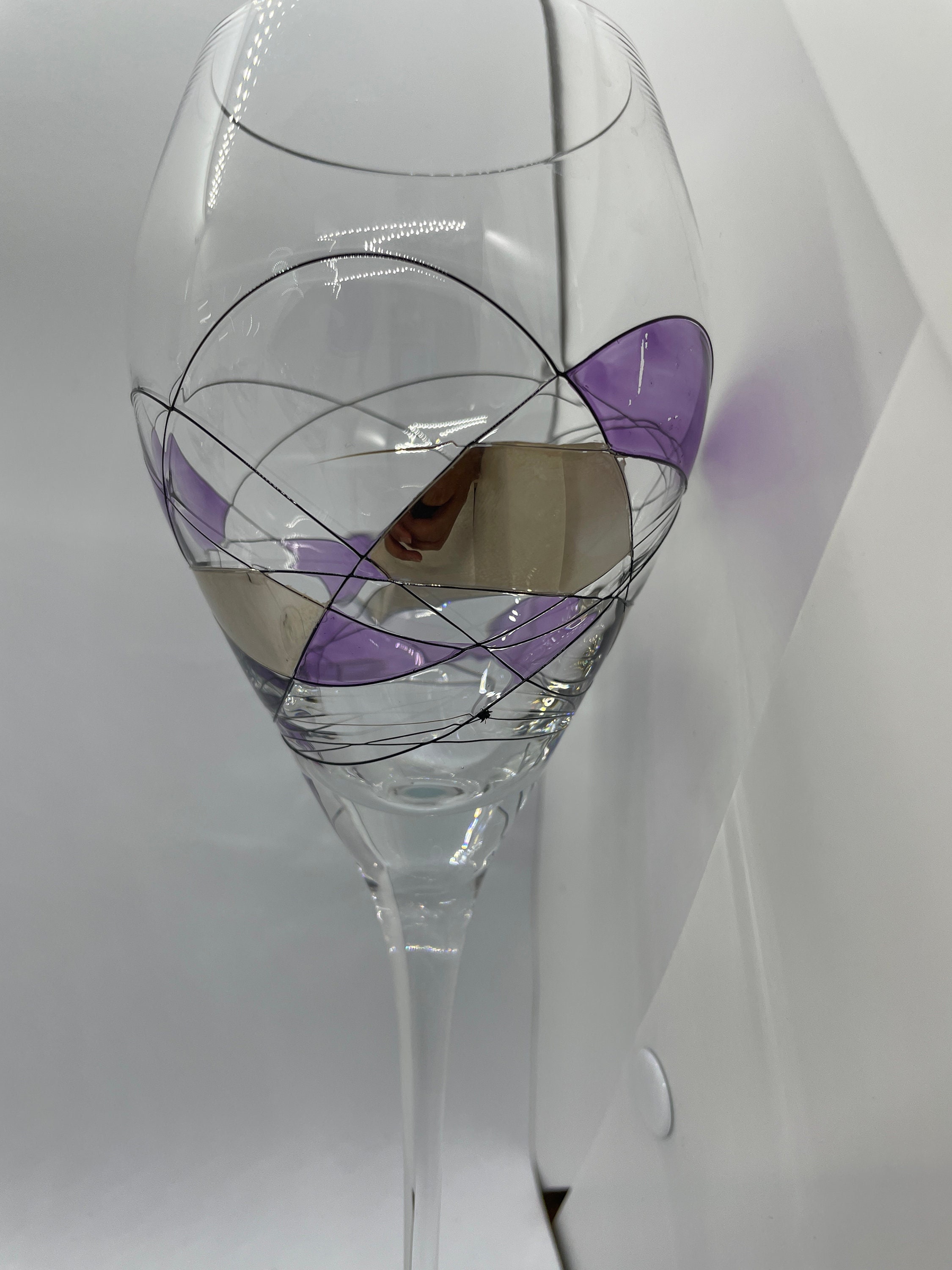 Stunning Set of 4 Romanian Stained Glass Crystal Wine Glasses. - Etsy