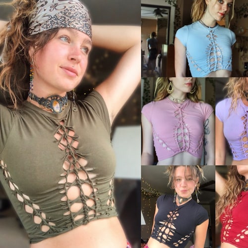 Calypso Crop Top // Hand Braided Cotton Top - Etsy