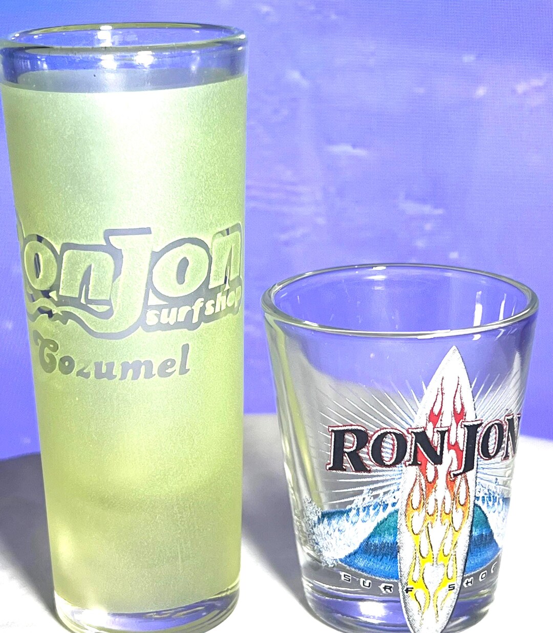 CLEARANCE Ron Jon Shot Glasses Set of 2 Ron Jon Surf Shop Souvenir ...