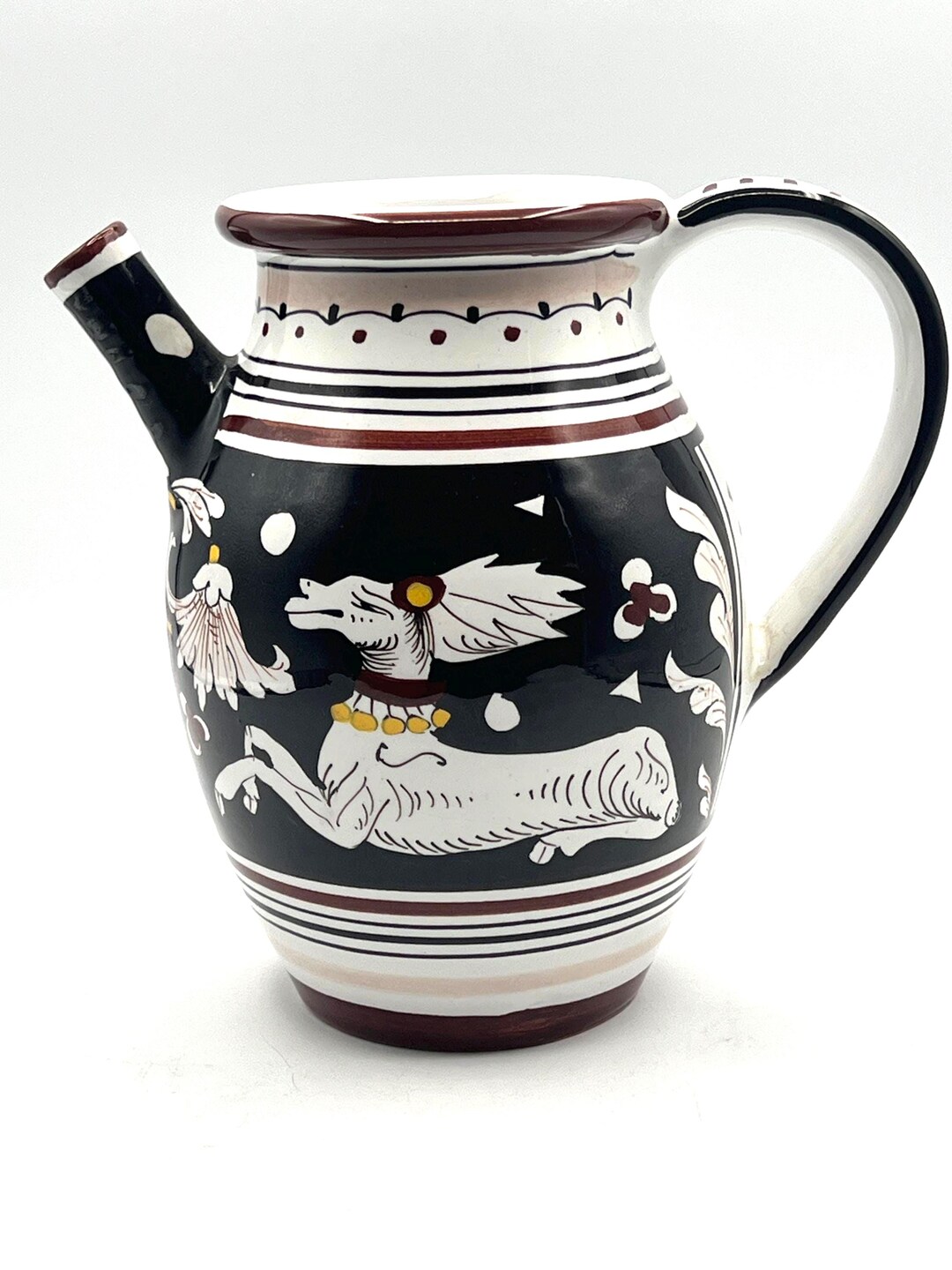 40 Oz Deruta Italy Sienna Majolica Pitcher San Gimignano Hand Painted ...