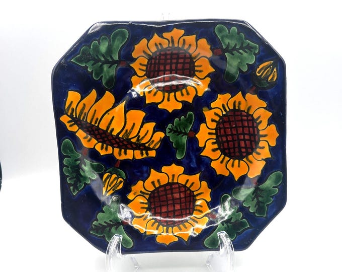 Authentic Mexican Talavera Sunflower Plate - Vintage Hand-painted ...