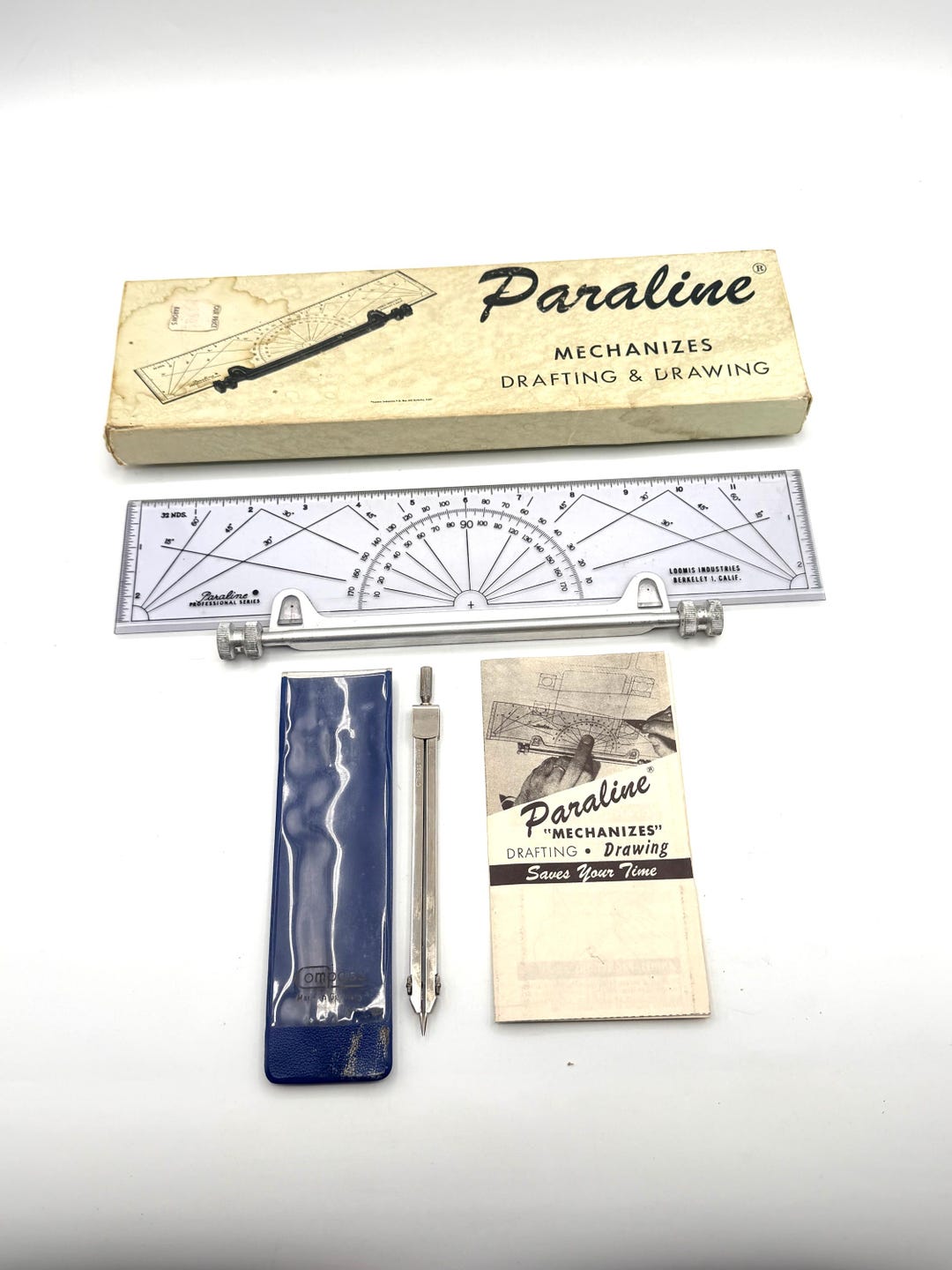 Vintage Paraline Drafting Tool Set With German Compass – Loomis ...