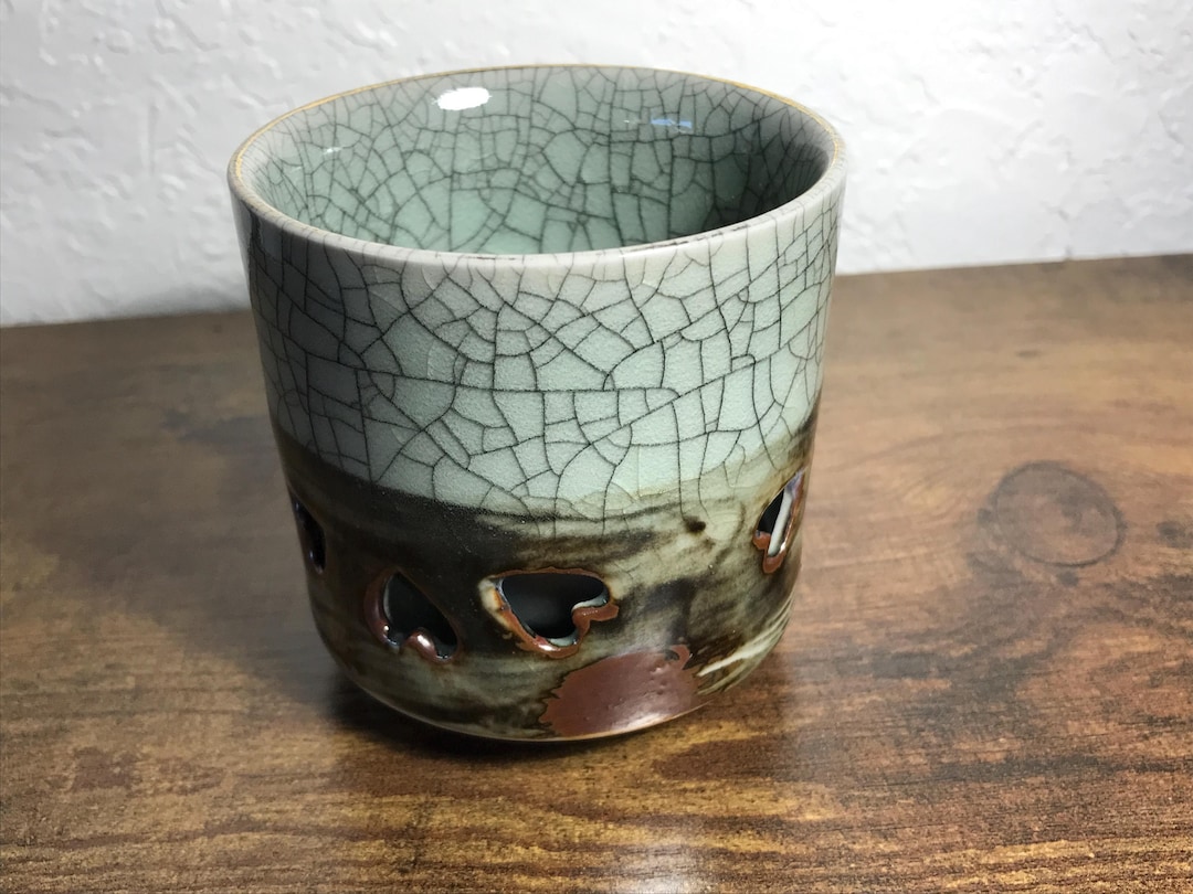 Vintage Somaware Japanese Crackle Glaze Mug Double Walled Teacup ...