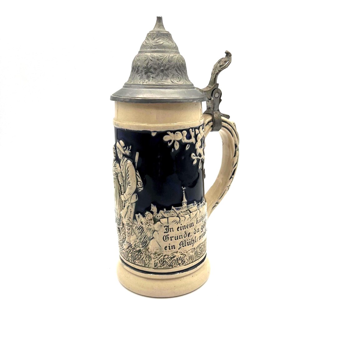 Vintage Cobalt Blue German Beer Stein With Pewter Lid by Eckhardt ...