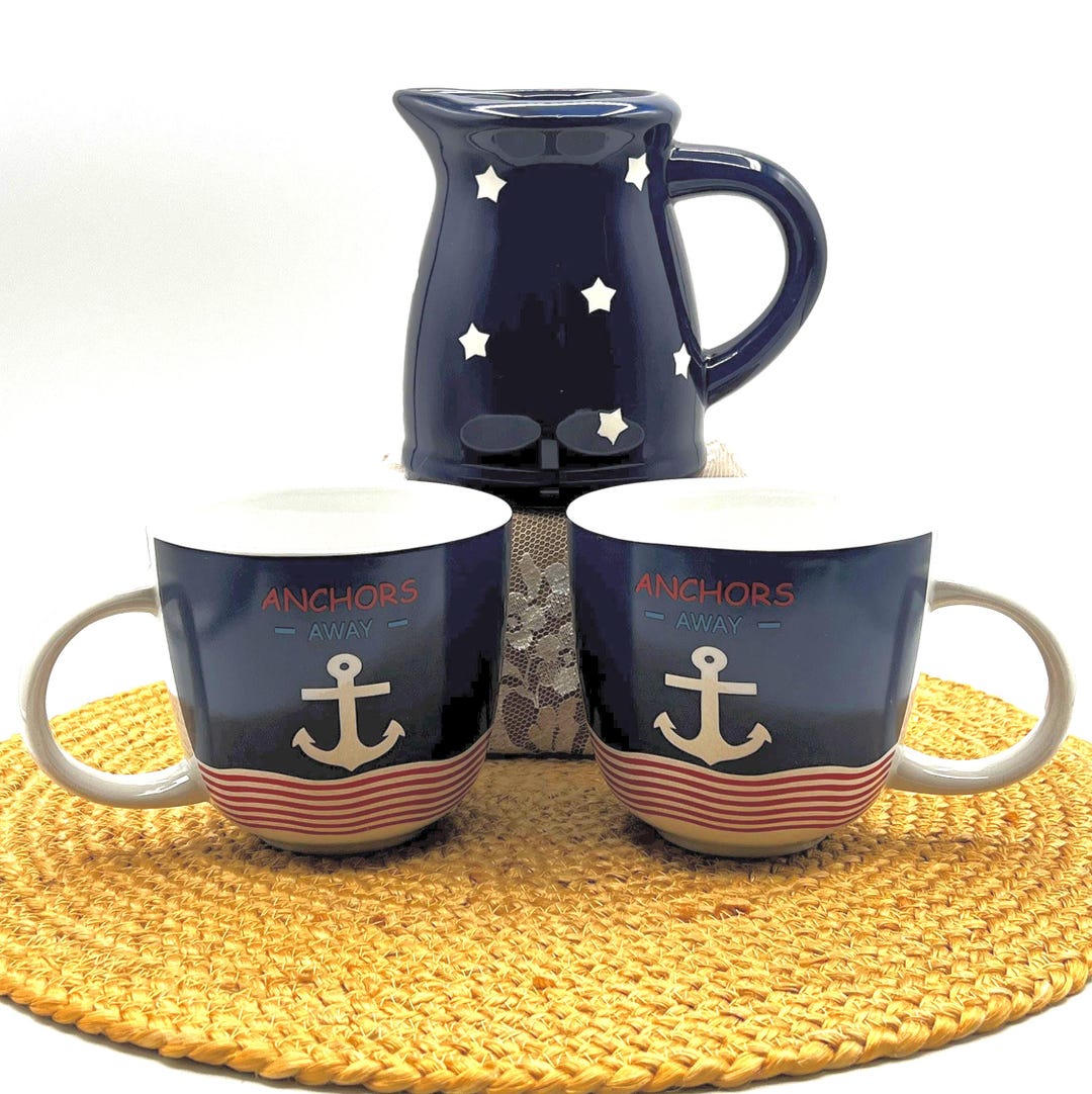 Patriotic Nautical Coffee Mugs and Graces Pantry Pitcher Ensemble ...