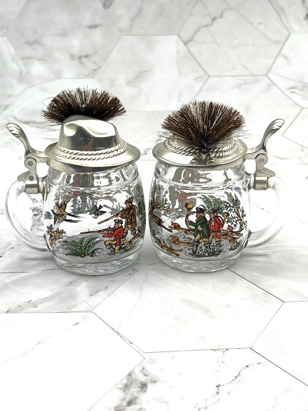 Vintage BMF Original Bierdseidel German Miniature Glass Steins With ...