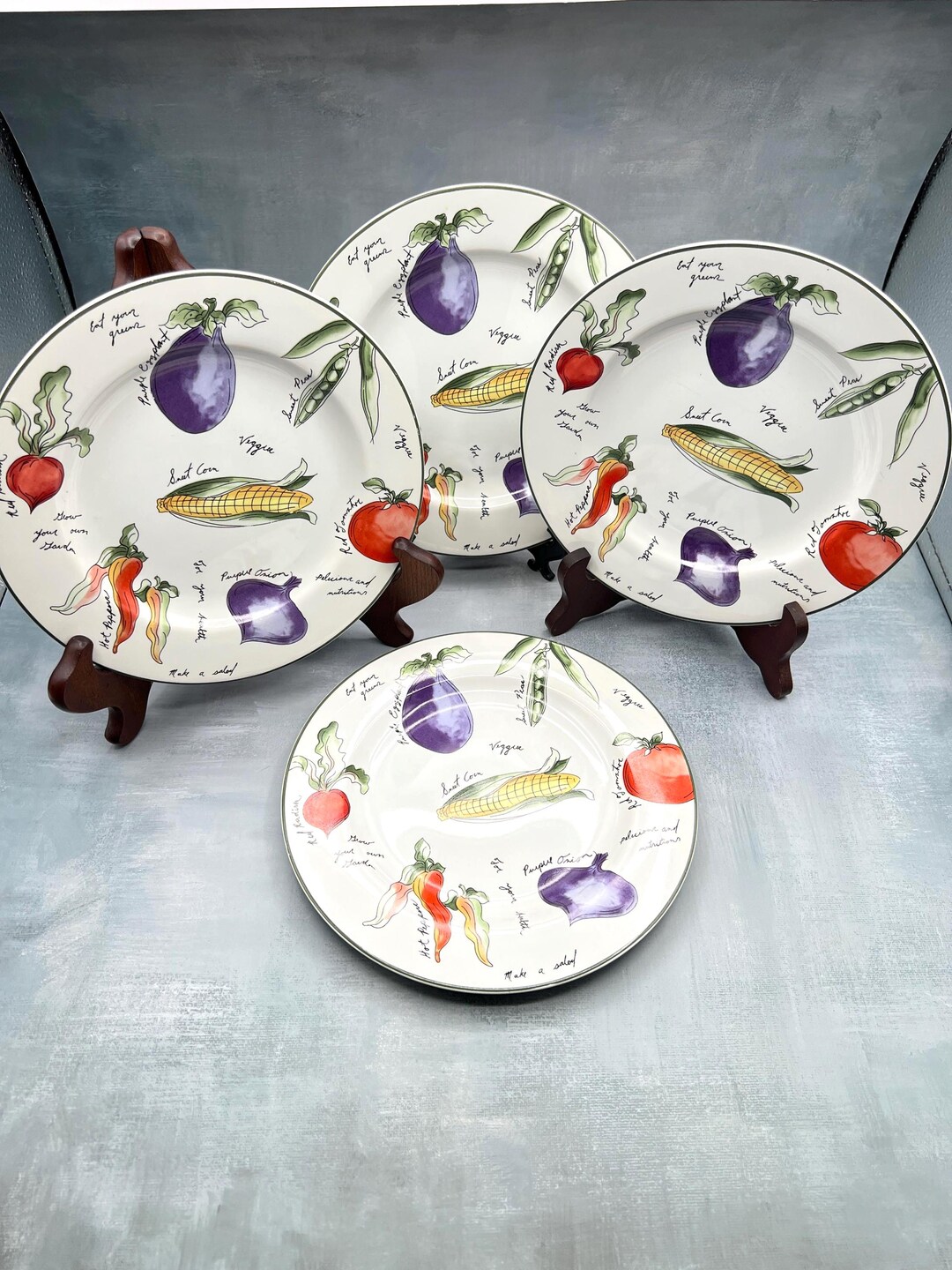 Furio Garden Delight Salad Plates - Set of 4 Made in Indonesia - Etsy