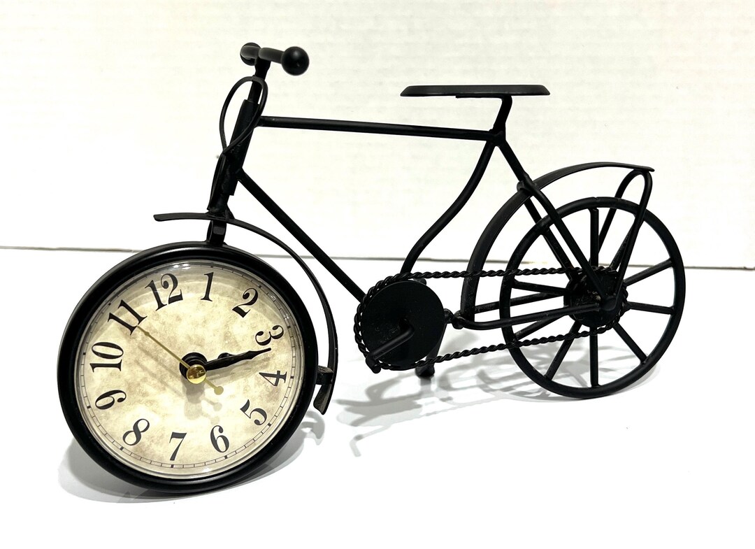 Vintage-inspired Black Metal Bicycle Desk Clock - Functional Retro ...