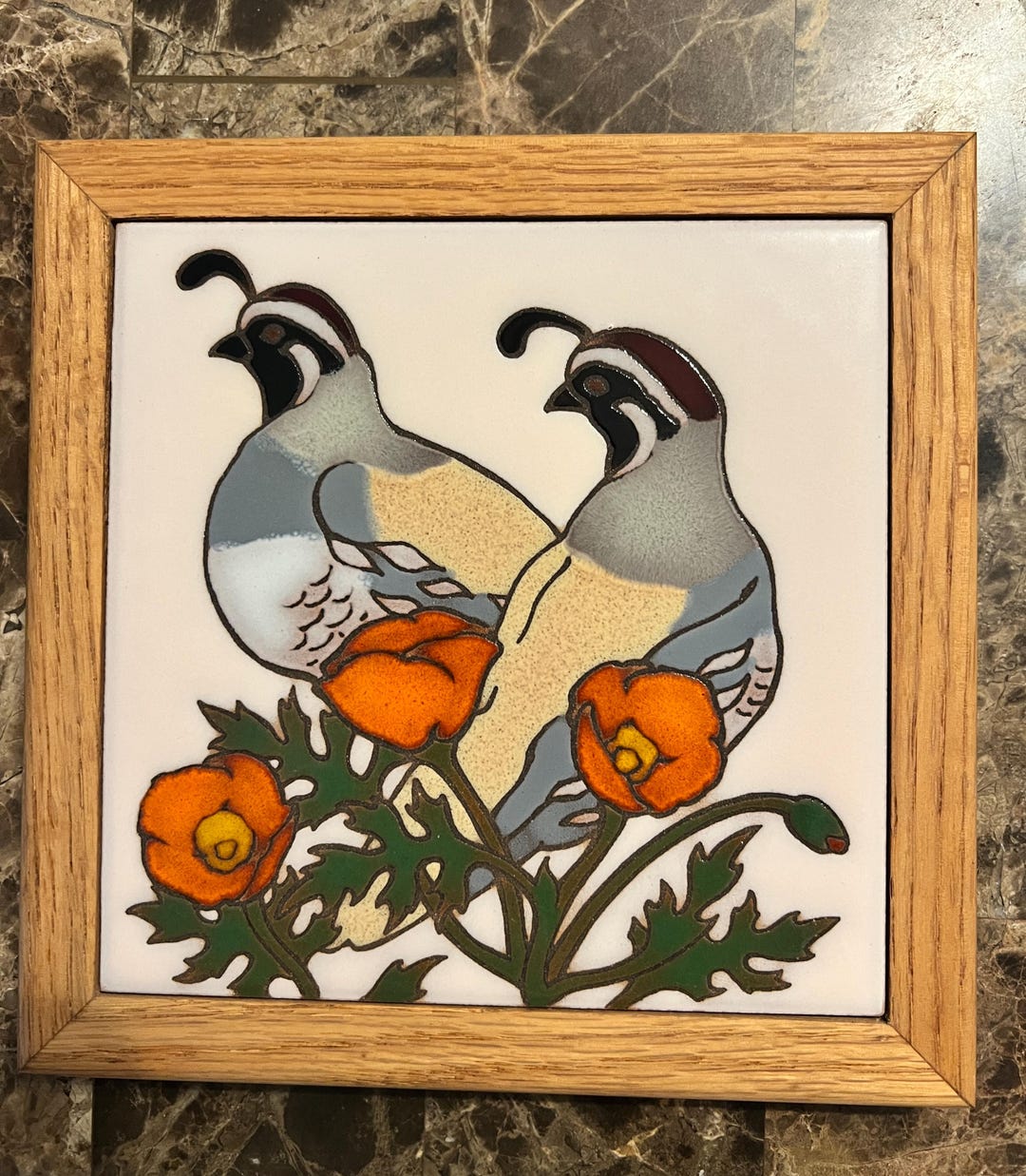 Quail 6x6 Ceramic Tile Trivet Wood Framed Decorative Wall Hanging - Etsy