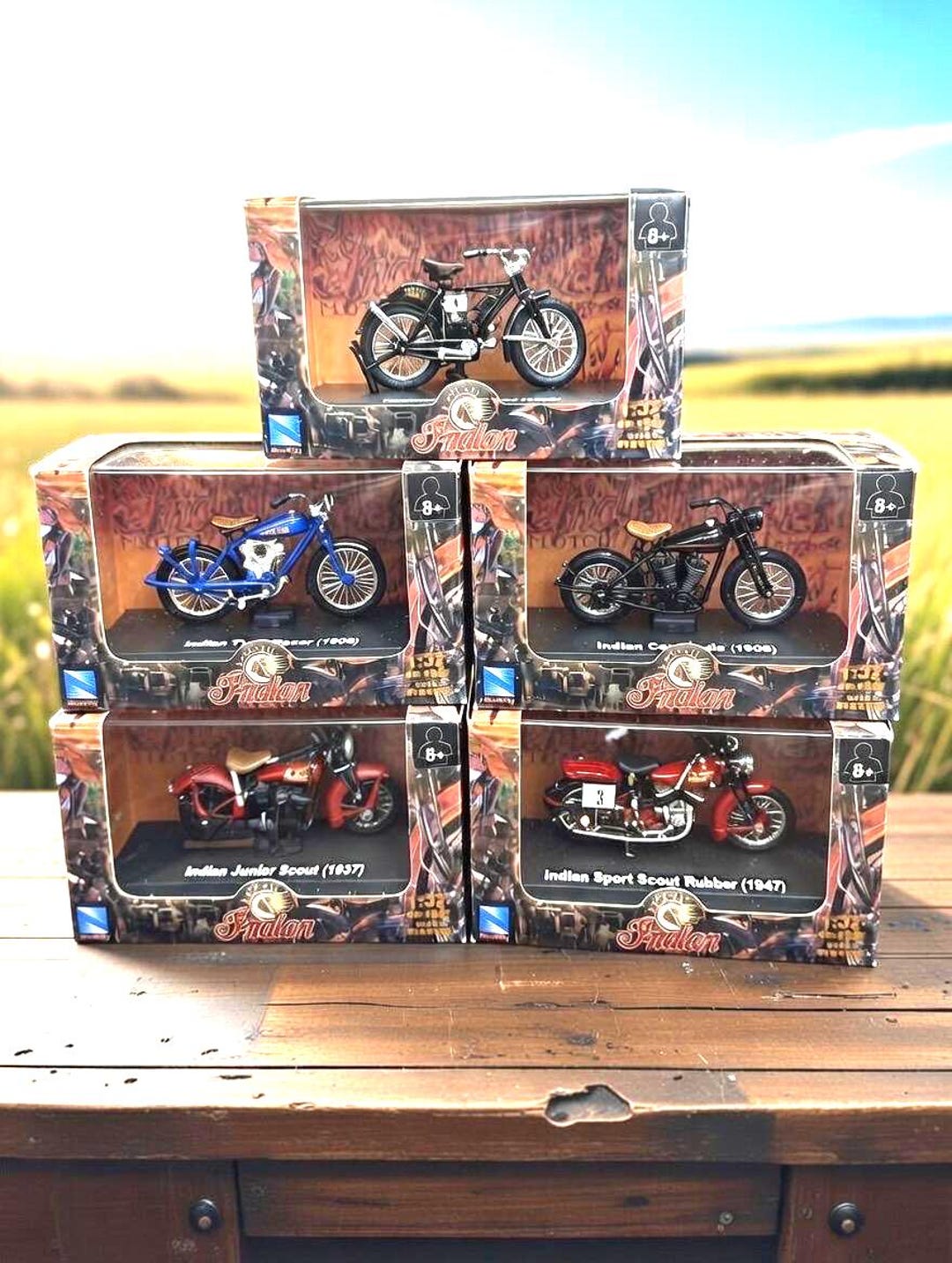 New Ray Toys Indian Motorcycles Set 5 Diecast 1:32 Scale Models in ...