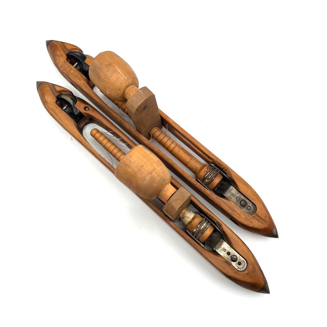 Pair Antique Wood Weaving Boat Shuttles Repurposed Rustic Candlestick ...