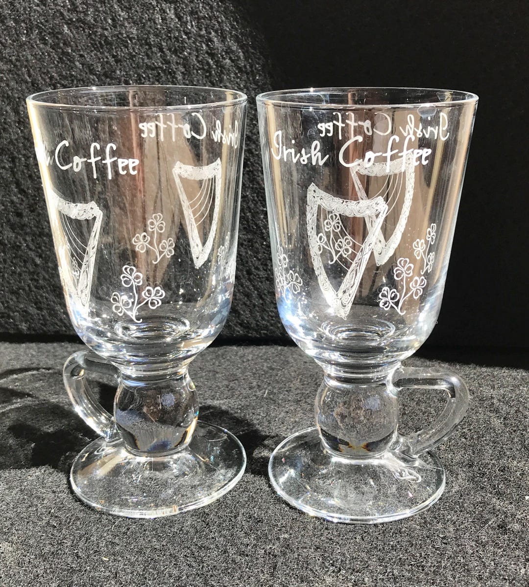CLEARANCE Irish Coffee Glasses - Etched Harp & Shamrock Set - Rare Eaton Souvenir Gift - Etsy
