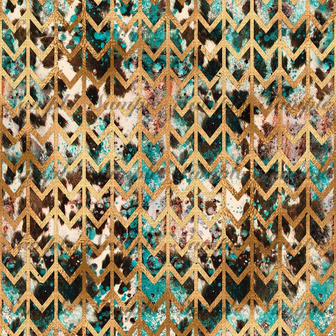 Chevron Cowhide Fabric With Turquoise | Double Brushed Poly DBP ...