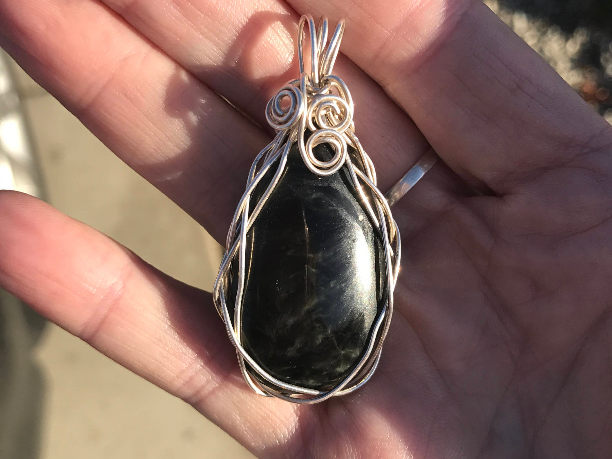 Obsidian Pendant Peacock Obsidian Gift for Her Gift for | Etsy