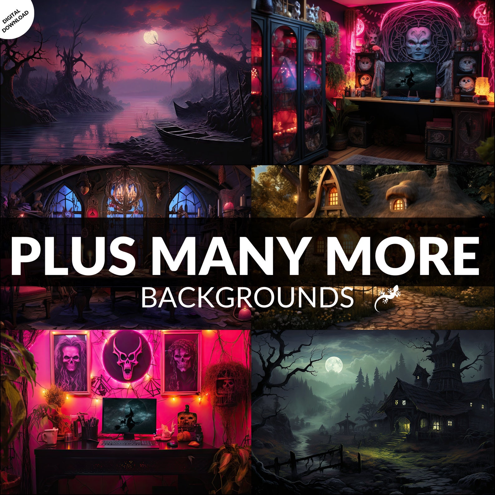 Vtuber Backgrounds Bundle, 200 Witch Gothic Anime Vtuber Twitch Zoom ...