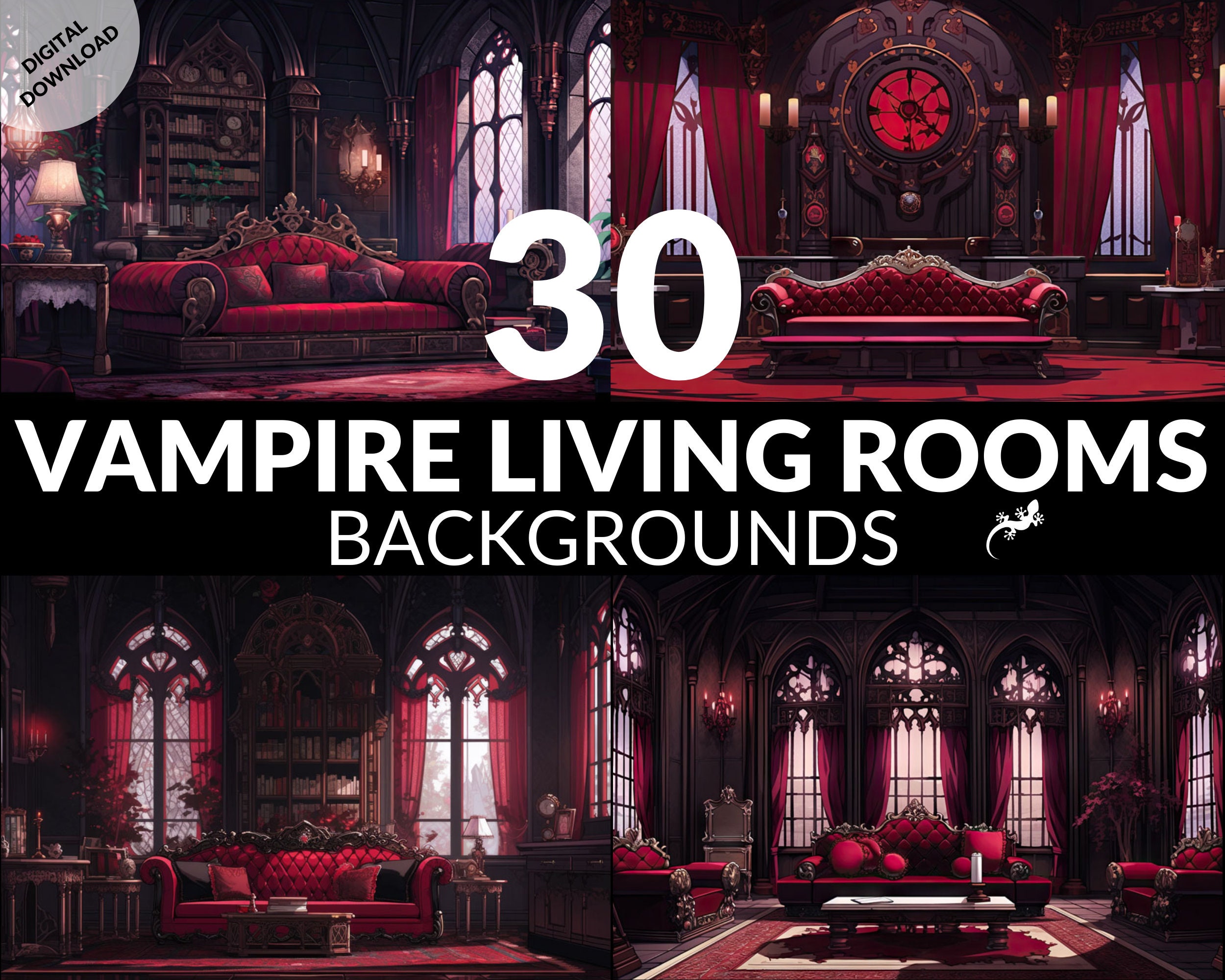 30 Vampire Living Room Vtuber Backgrounds, Gothic Stream Backgrounds ...