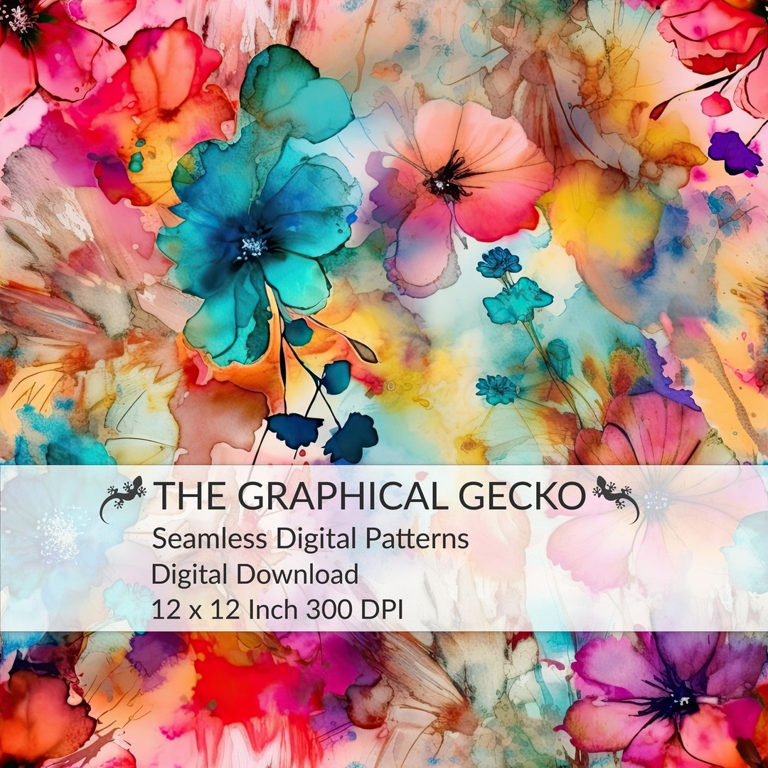 Seamless Digital Pattern, Floral Seamless Pattern, Watercolor Flowers ...