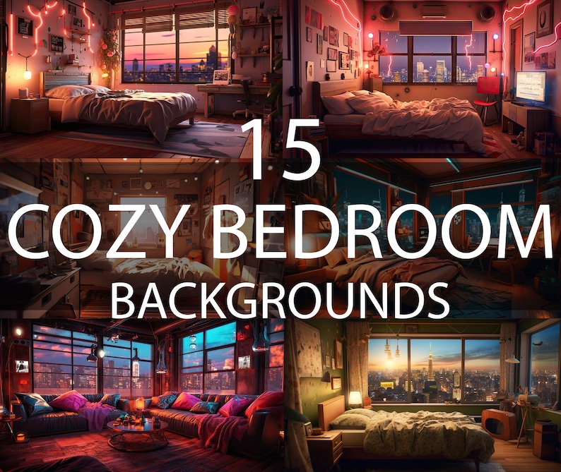 Cozy Bedroom Vtuber Backgrounds Bundle, Stream Backgrounds, Twitch ...
