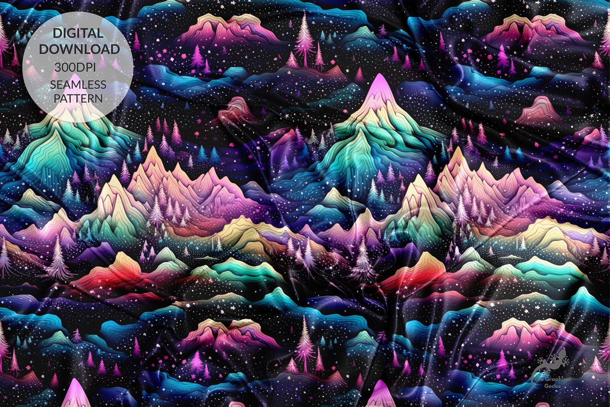 Seamless Digital Pattern, Aurora Seamless Pattern, Winter Aurora ...