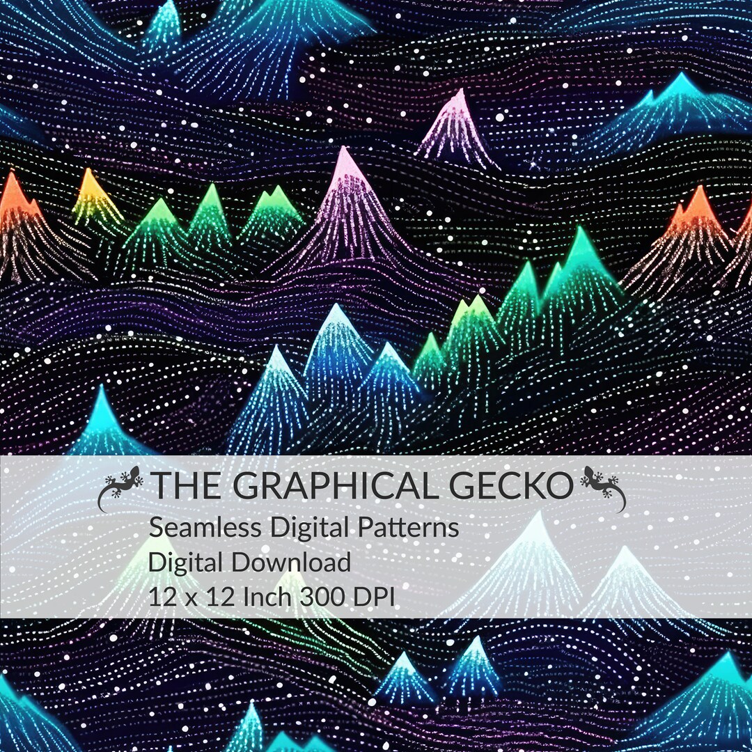 Seamless Digital Pattern, Mountain Landscapes Seamless Pattern, Aurora ...