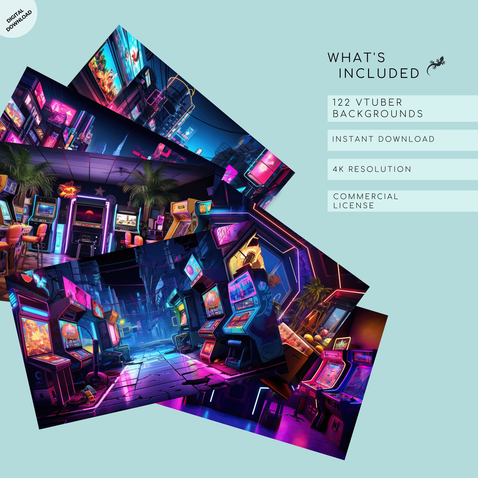 Vtuber Backgrounds Bundle, 122 Arcade Vibe Anime Vtuber Twitch Zoom ...