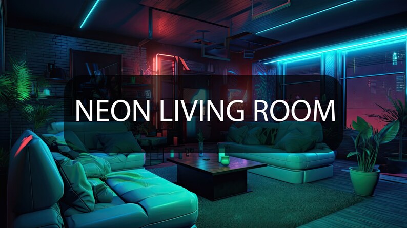 Neon Living Room Vtuber Backgrounds Bundle, Stream Backgrounds, Twitch ...